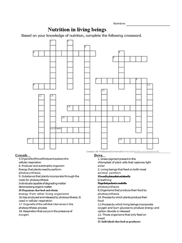 ACTIVITY-Nutrition-in-Living-Things CROSSWORD.pdf | PDF ...