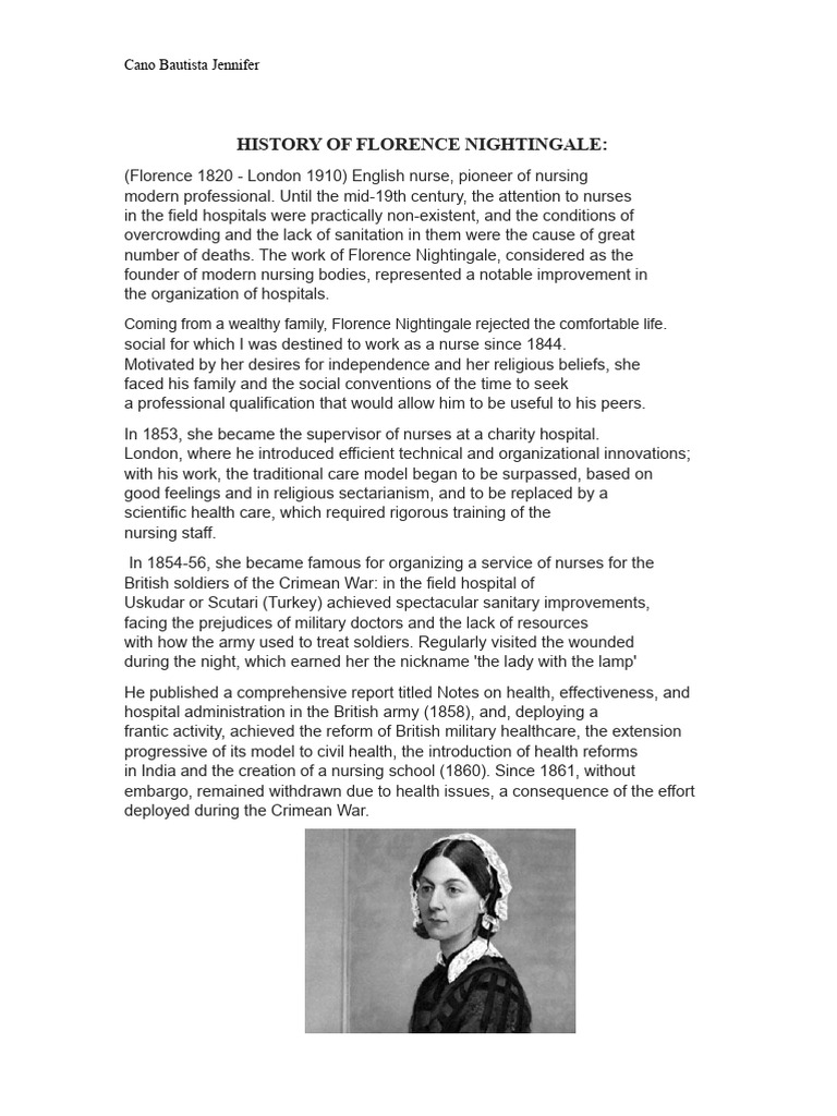 Florence Nightingale and Madre Cuca: Nursing Pioneers | PDF | Florence ...