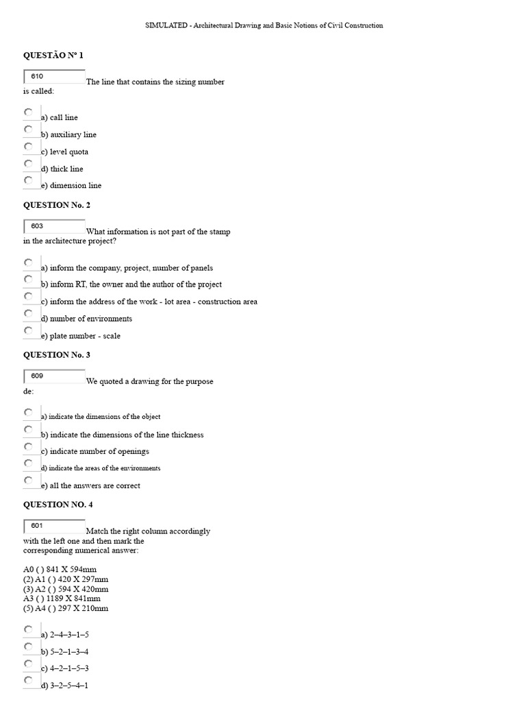 SIMULATED - Architectural Drawing and Notions of Civil Construction | PDF