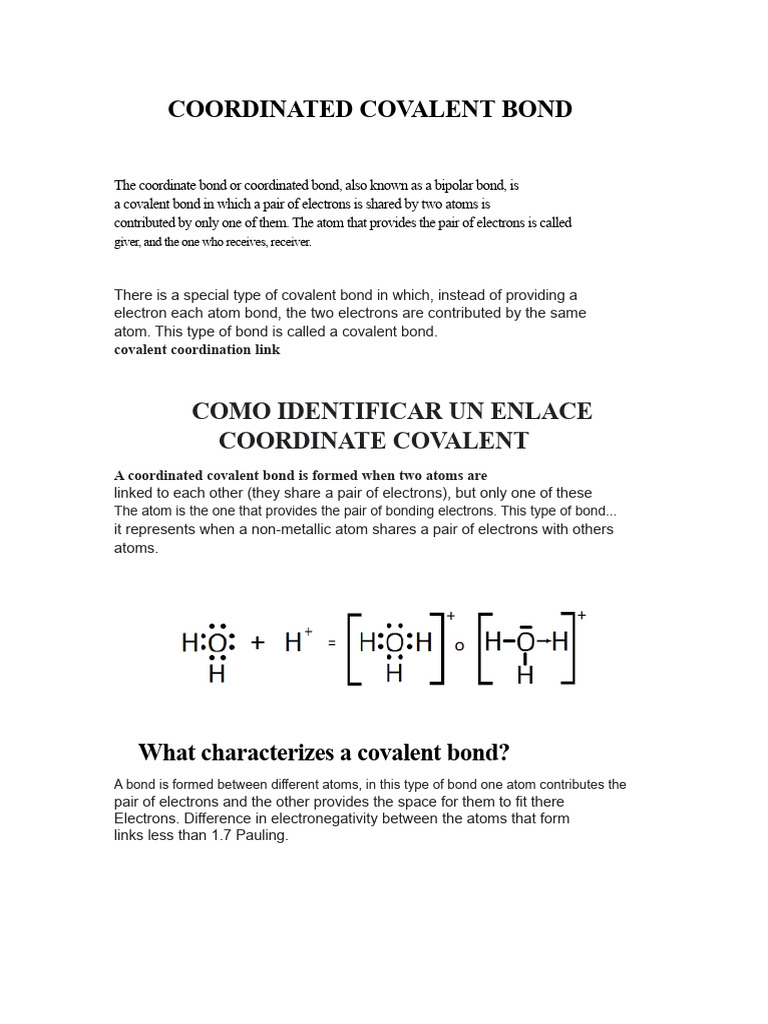 Understanding Coordinate Covalent Bonds | PDF