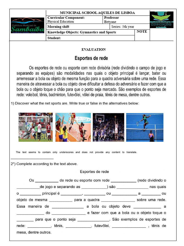 Physical Education Assessment 5th Grade | PDF