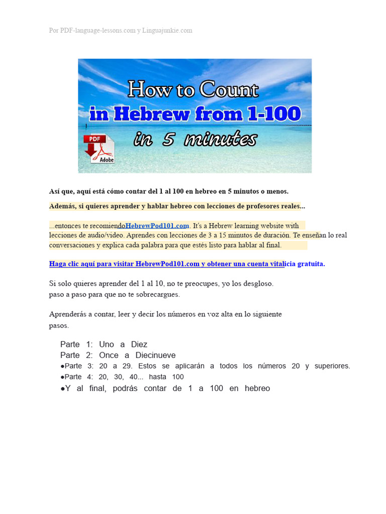 PDF de Números en Hebreo | PDF