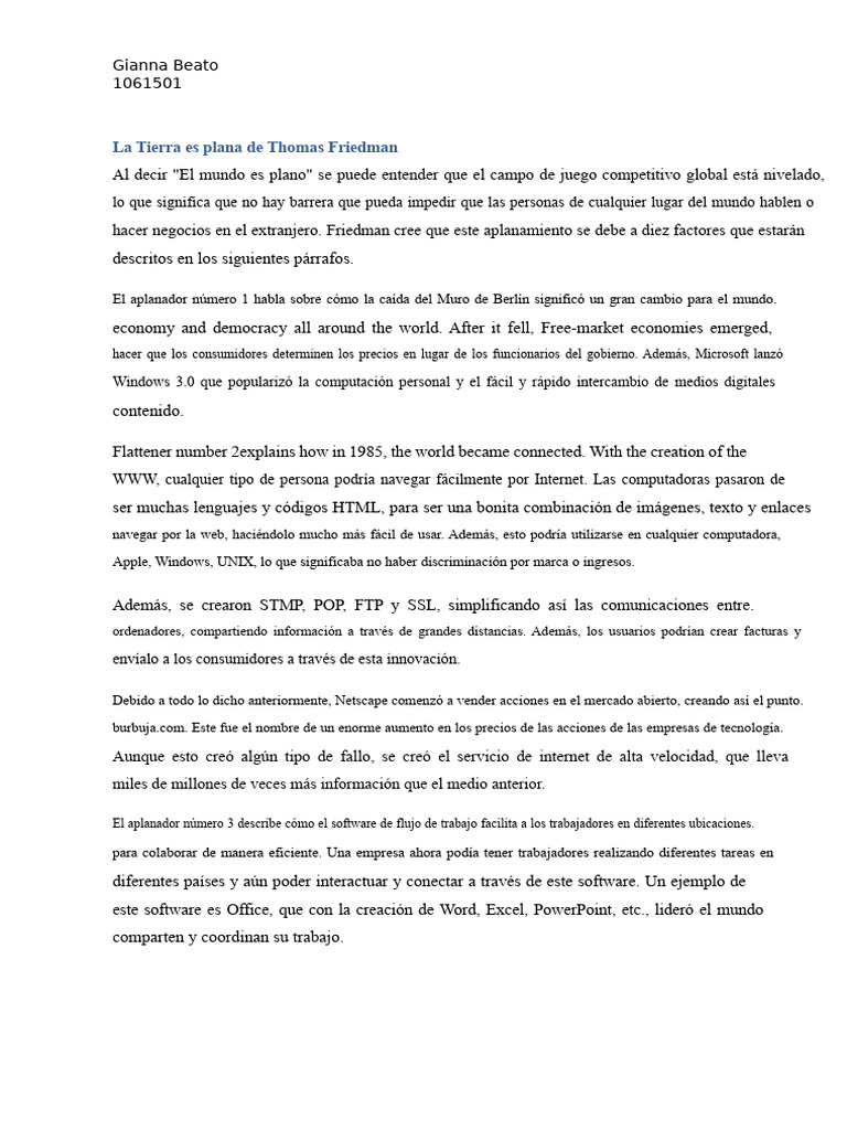 La Tierra es Plana: Análisis de Friedman | PDF | Red mundial | Internet ...
