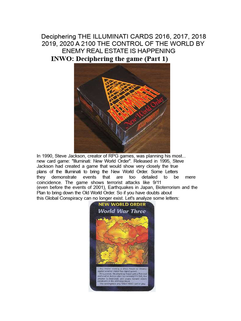 Illuminati Cards: World Control Analysis | PDF