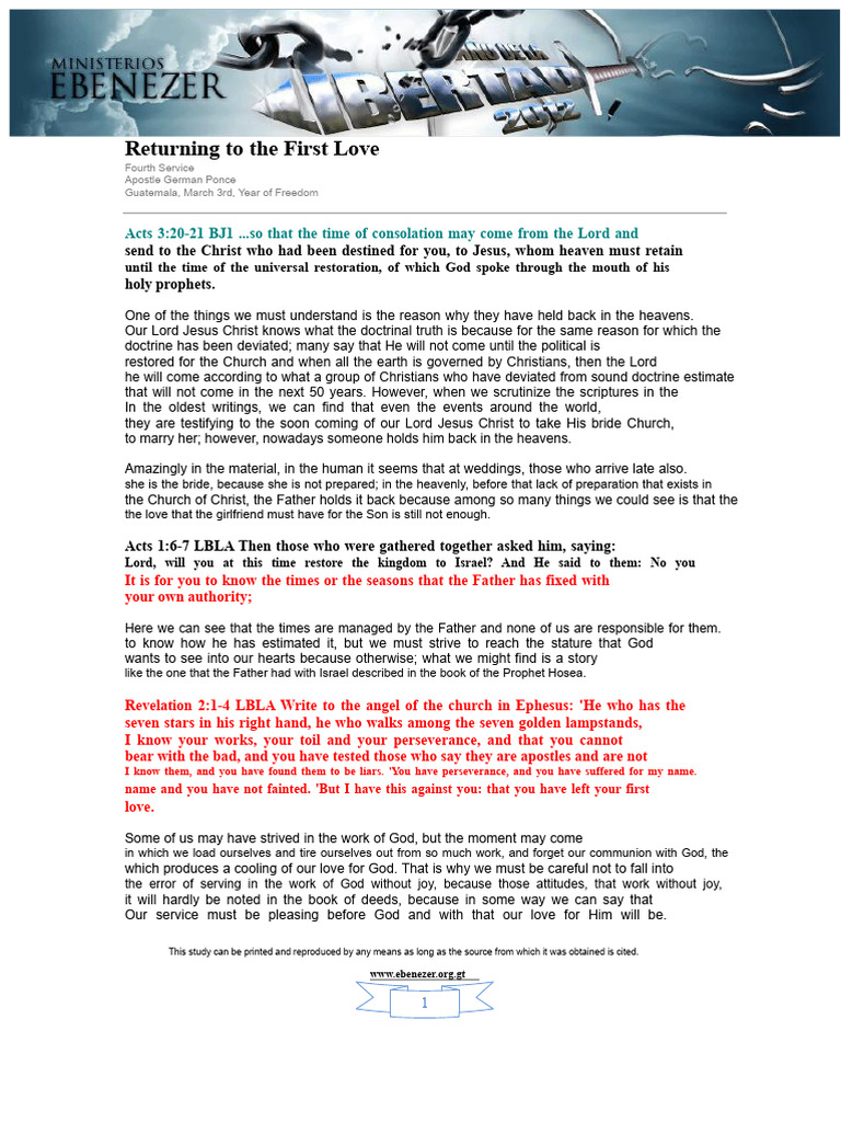 Returning To The First Love | PDF | Jesus | God The Father