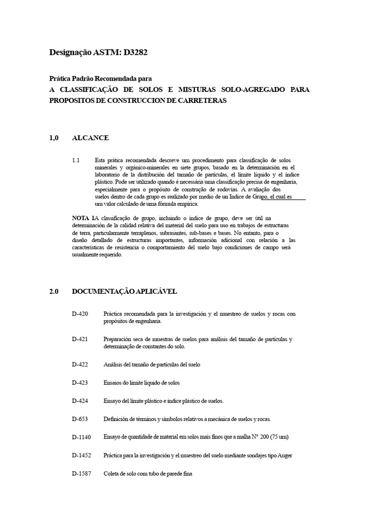 ASTM D 3282_Classificação de solos_AASHTO | PDF | Solo | Cascalho