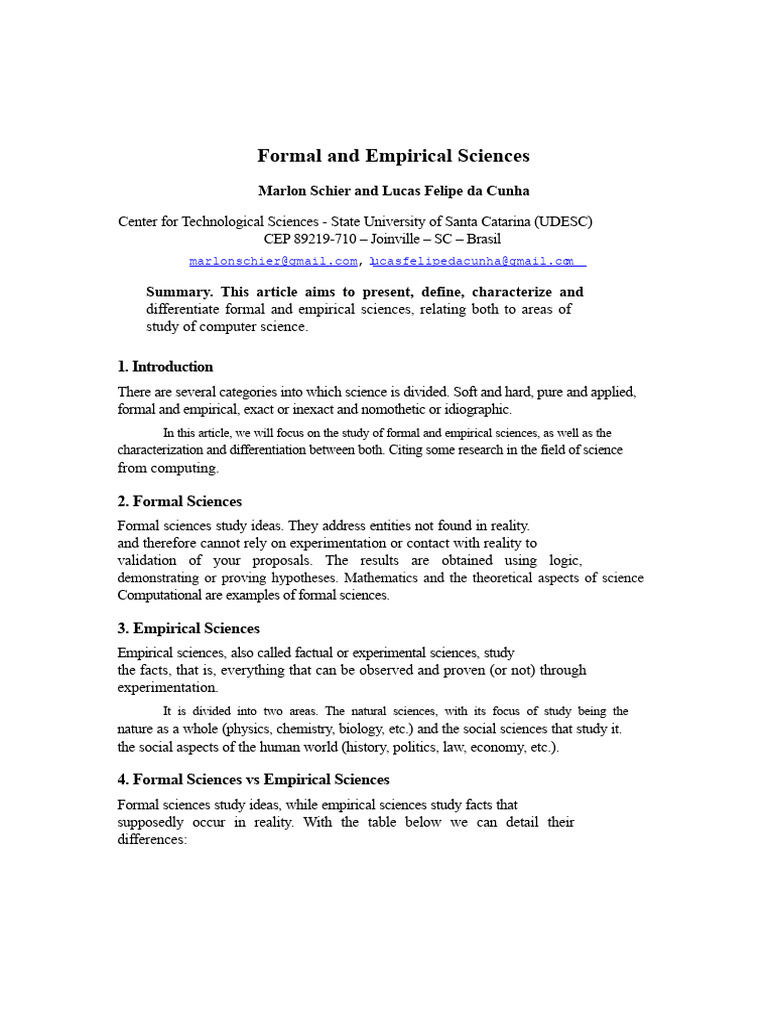 Understanding Formal vs Empirical Sciences | PDF | Science | Computer ...
