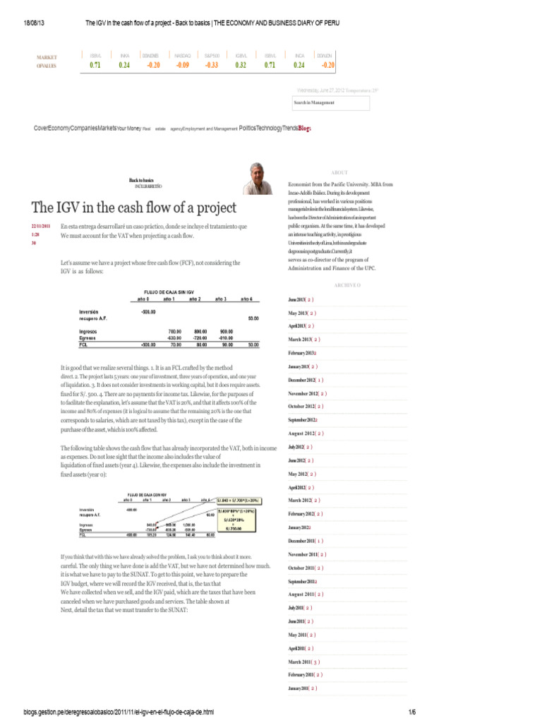 The VAT in the Cash Flow of a Project | PDF | Value Added Tax | Taxes