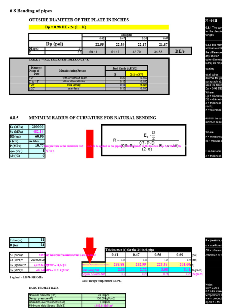 Calculation of Curvature Radius of Pipes_N464H | PDF | Bending | Pipe ...