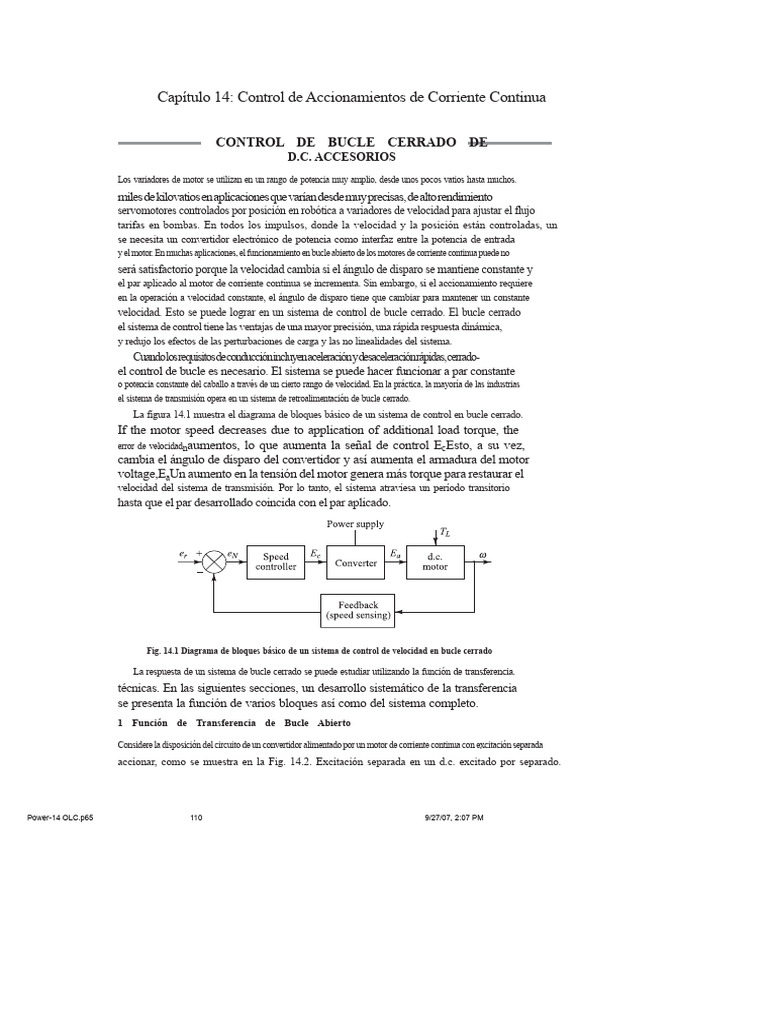 Control de Accionamientos D.C. en Bucle Cerrado | PDF | Corriente ...