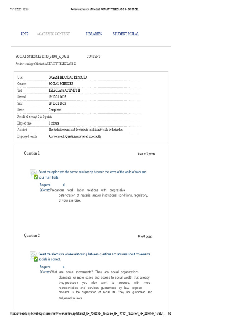 Review submission of the test_ ACTIVITY TELECLASS II – SCIENCES.._ | PDF