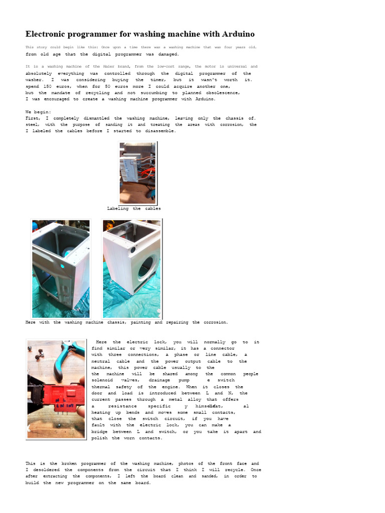 Arduino Washing Machine Programmer Guide | PDF | Electric Motor ...