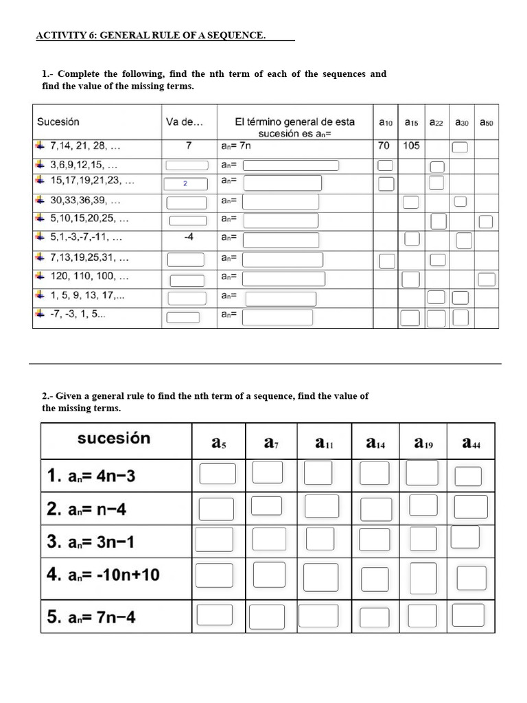 Activity 6 General Rule Sequences PDF | PDF