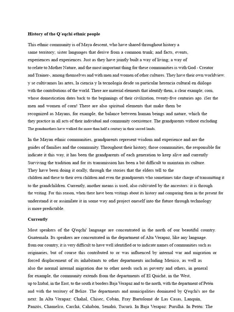 History of the Q´eqchi people | PDF | Guatemala | Indigenous Peoples Of ...