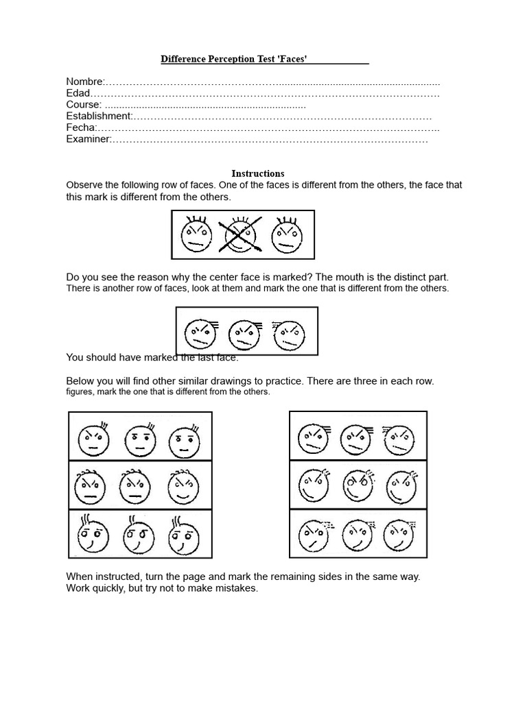 Face Perception Test | PDF