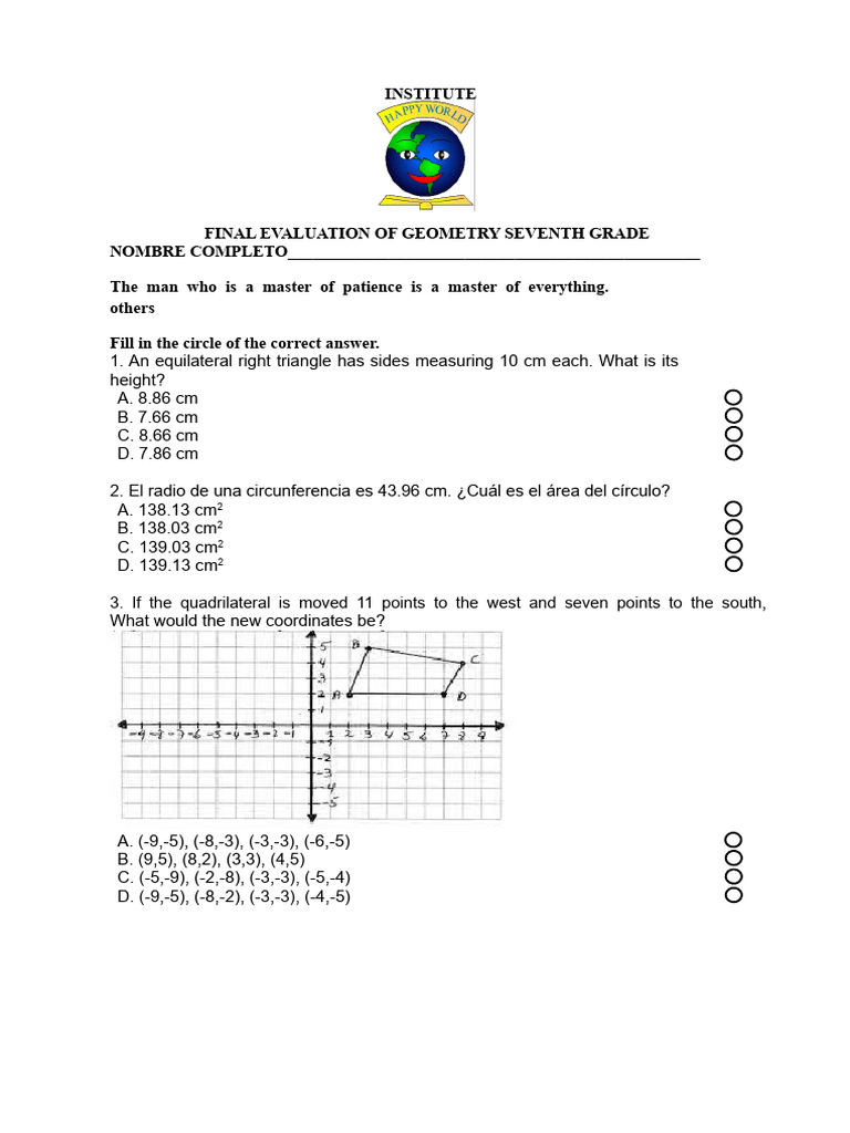 SEVENTH GRADE GEOMETRY | PDF