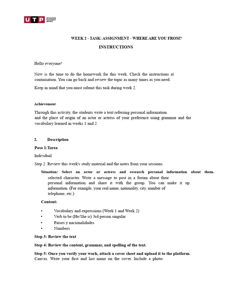 Week 2 - Document - Task August 23 | PDF | Linguistics | Language Mechanics