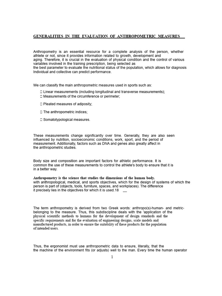 Topic 2 Anthropometric Measurements Physiotherapy | PDF | Anatomical ...