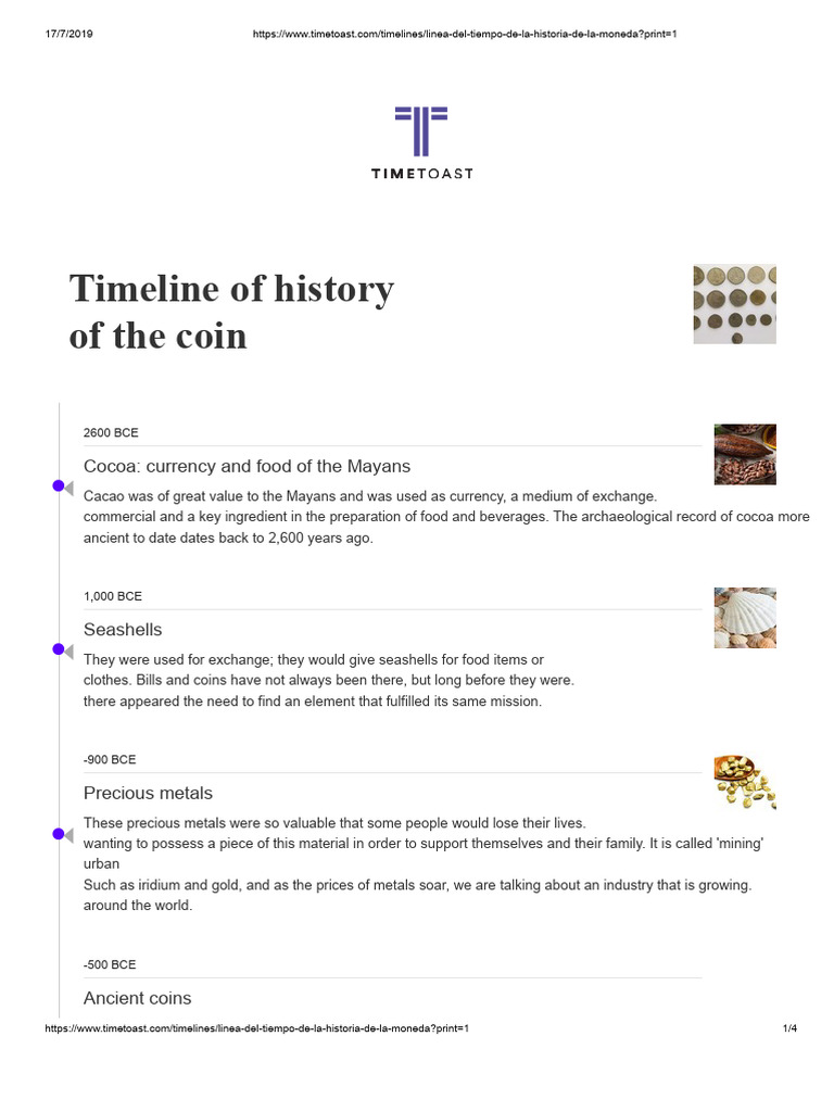 History of Currency Timeline | PDF | Coins | Currency