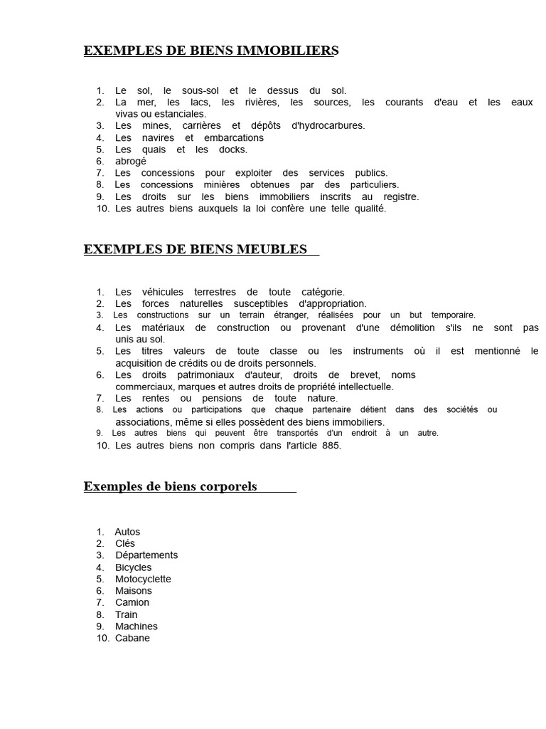 EXEMPLES DE BIENS IMMOBILIERS | PDF