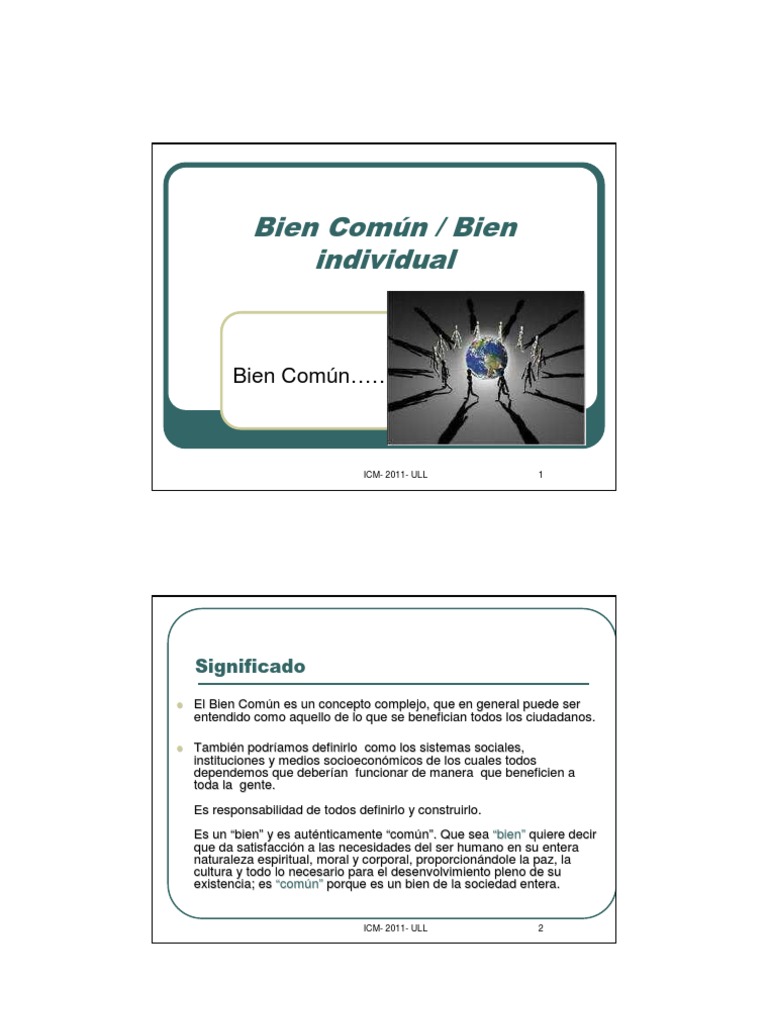 Bien Comun e Individual | PDF | Individualismo | Bien común