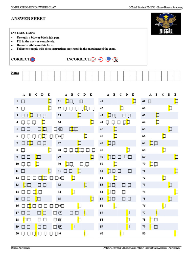 Simulated WHITE CLAY 2024 07 Answer Key | PDF | Tests | Qualifications