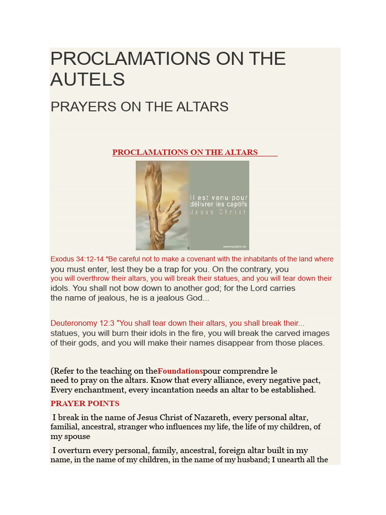 PROCLAMATIONS ON THE ALTARS | PDF | Jesus | Altar