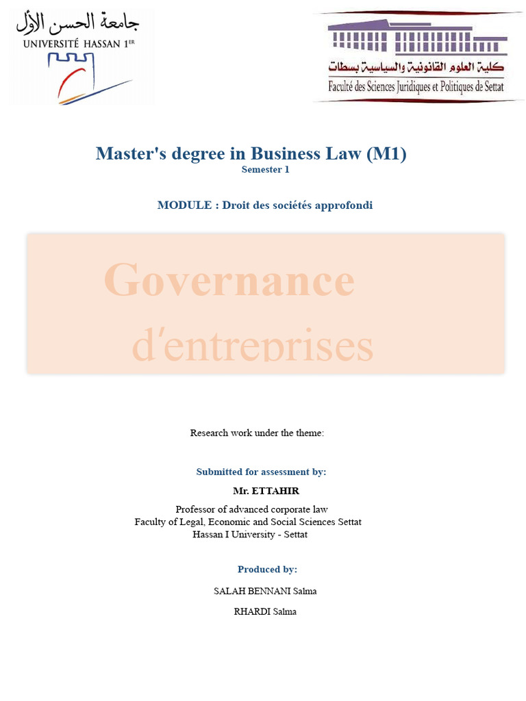 Corporate Governance in Morocco | PDF | Corporate Governance | Governance
