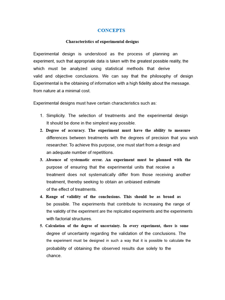 Key Characteristics of Experimental Design | PDF | Experiment | Design ...