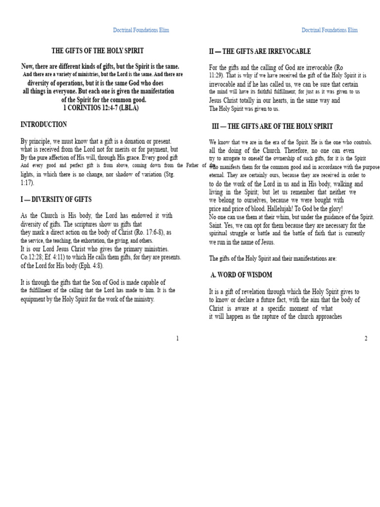 Understanding the Gifts of the Holy Spirit | PDF | Spiritual Gift ...