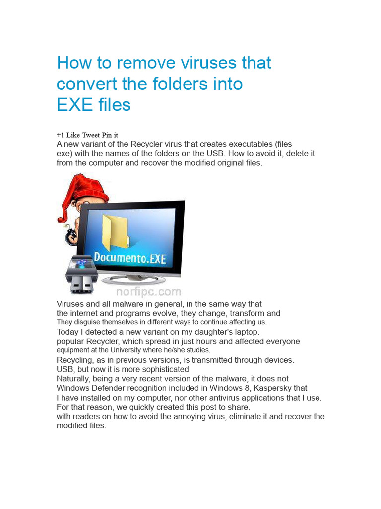 How To Remove Virus That Converts Folders Into EXE Files | PDF ...