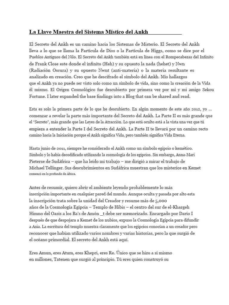La llave maestra del sistema de misterio del Ankh | PDF | Universo | Antiguo Egipto