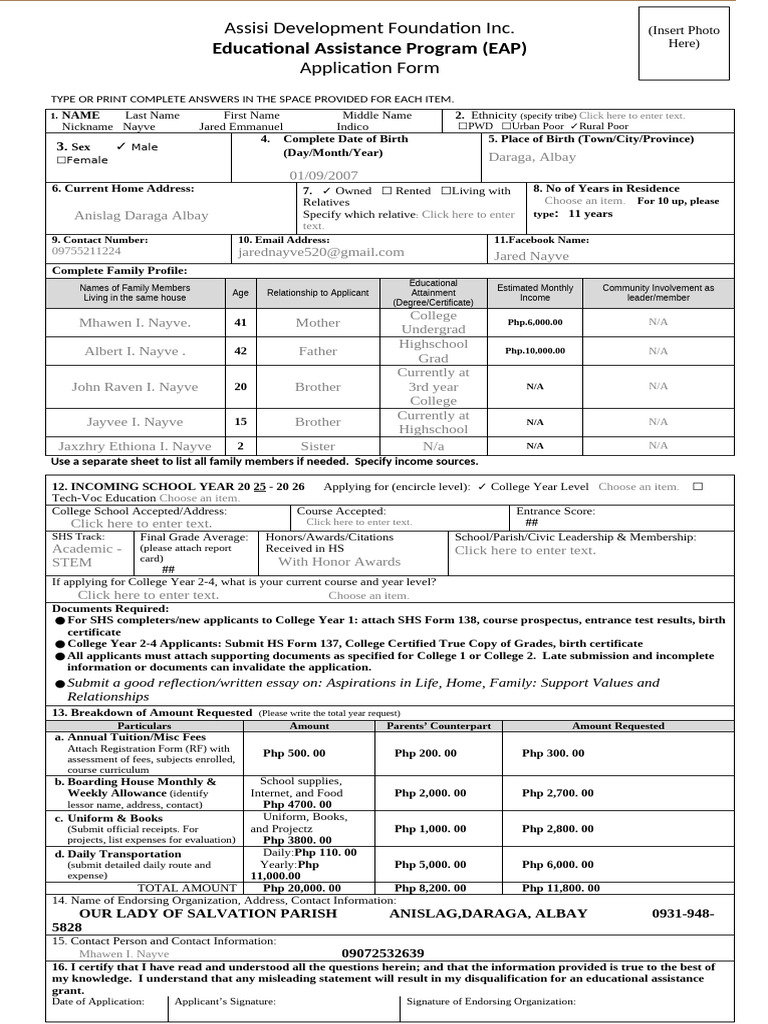 EAP Application Form Fillable Form s.2025 (1) | PDF