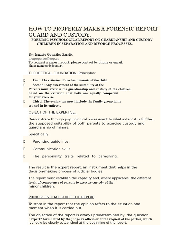 How to Properly Prepare a Forensic Report on Guardianship and Custody ...