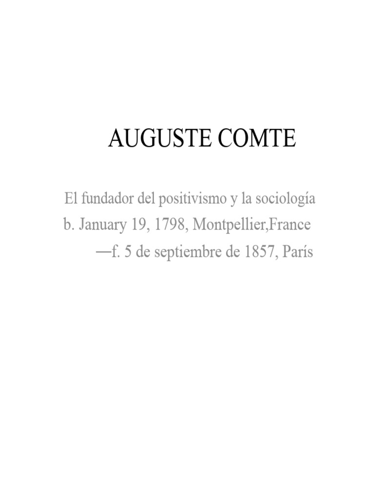 Auguste Comte | PDF | Positivismo | Sociología