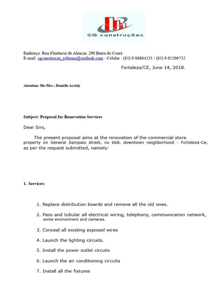 Proposal For Electrical Repair Services | PDF | Chess Openings | Chess