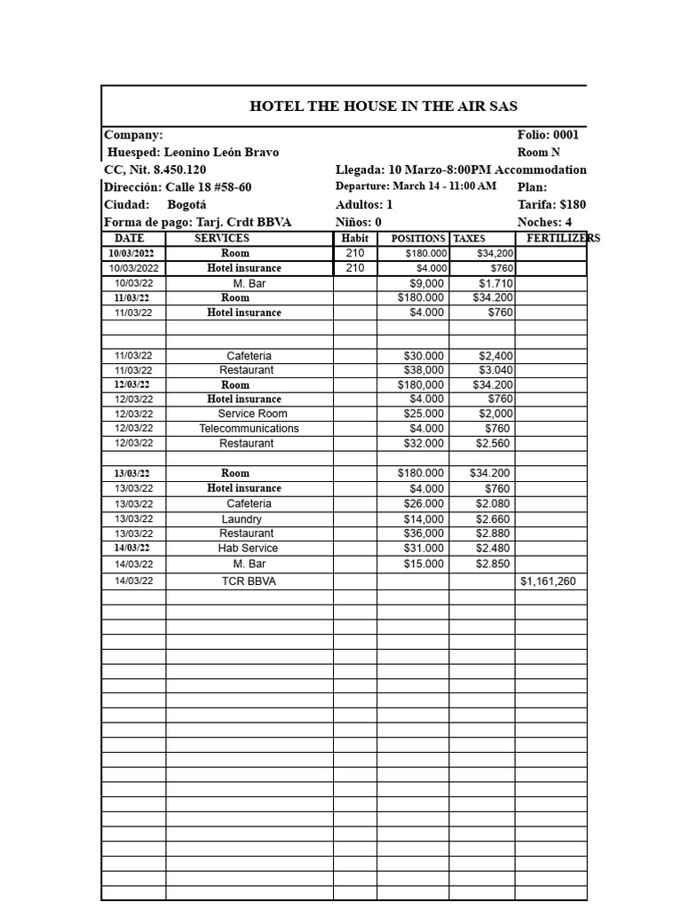 Guest folio format x5 | PDF | Money | Economies