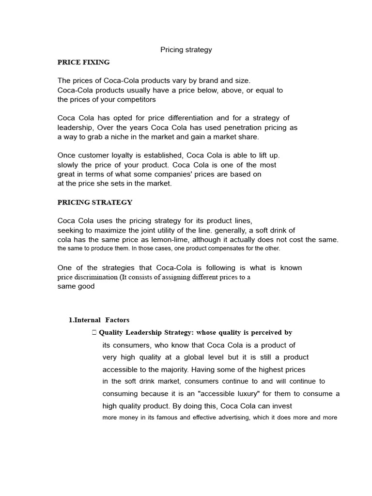 Coca-Cola Pricing Strategies Explained | PDF | Pricing | Coca Cola