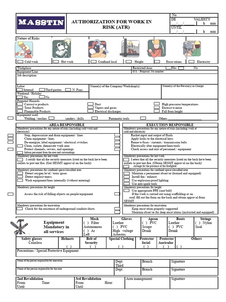 Work Authorization and Risk Assessment Form | PDF | Welding | Construction
