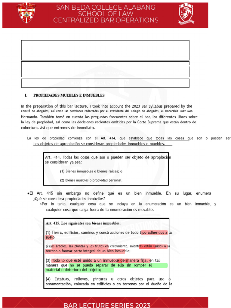 (6 de 7) NOTAS DE LECTURA DEL CBO SBCA 2023 - Derecho de Propiedad ...