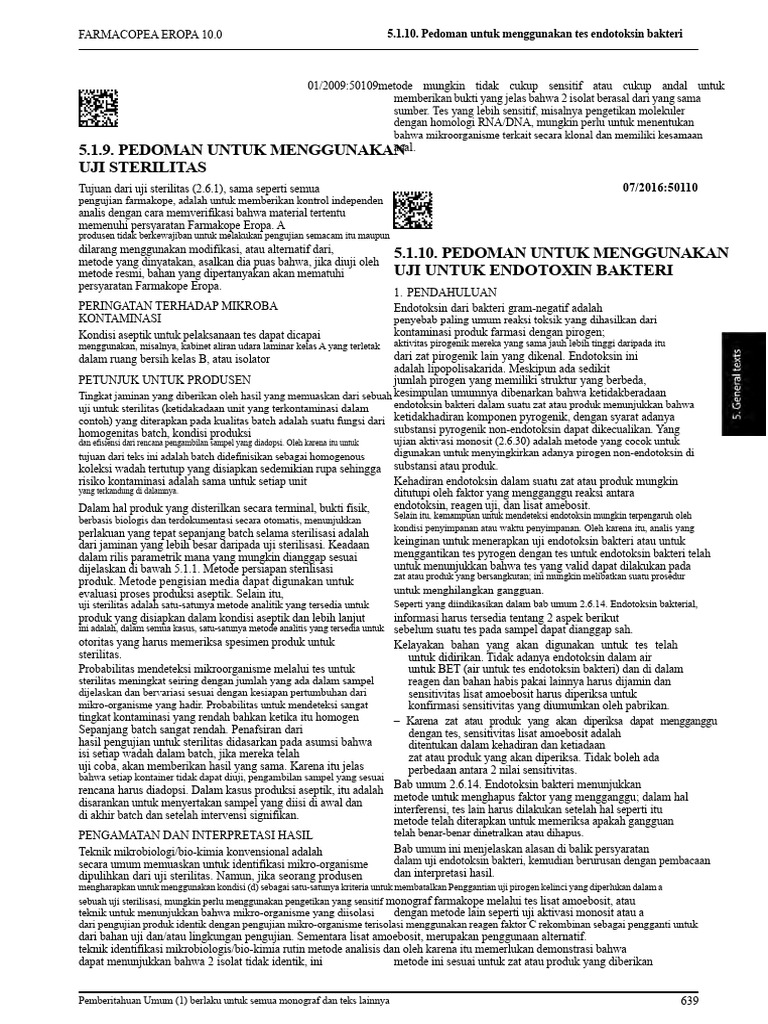 Panduan Uji Endotoksin Bakteri Eropa | PDF