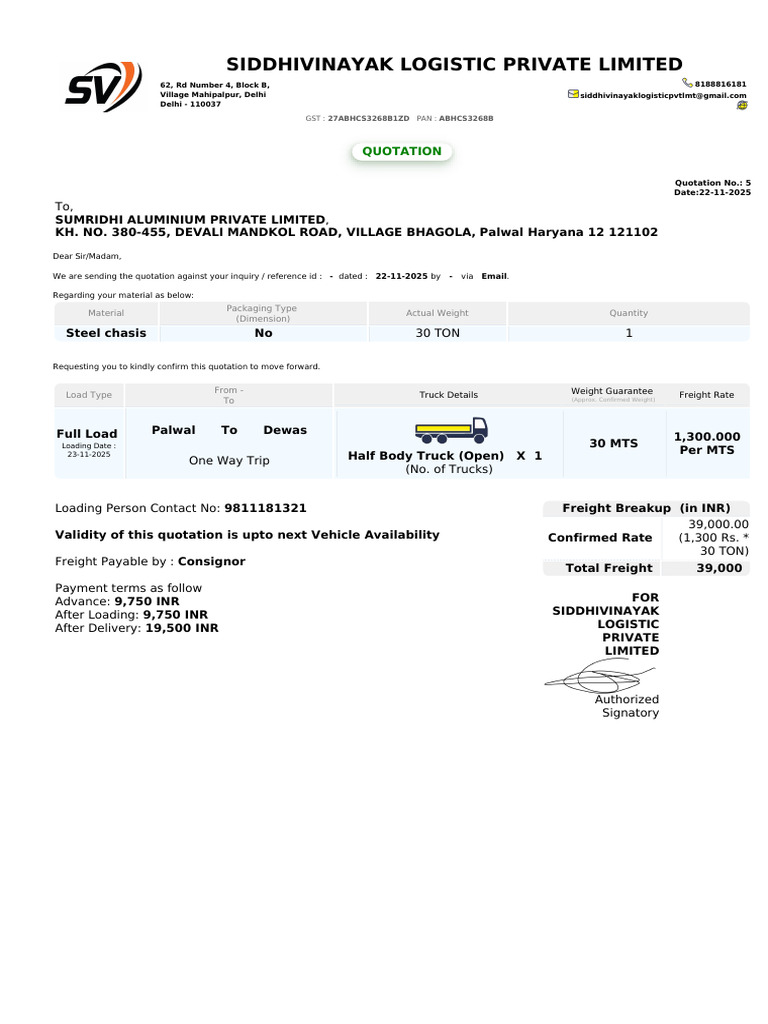Quotation 5 | PDF | Supply Chain Management | Freight Transport
