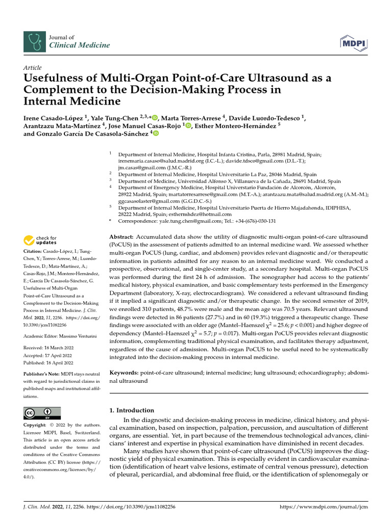 Usefulness of Multi Organ Point of Care Ultrasound As A Complement ...