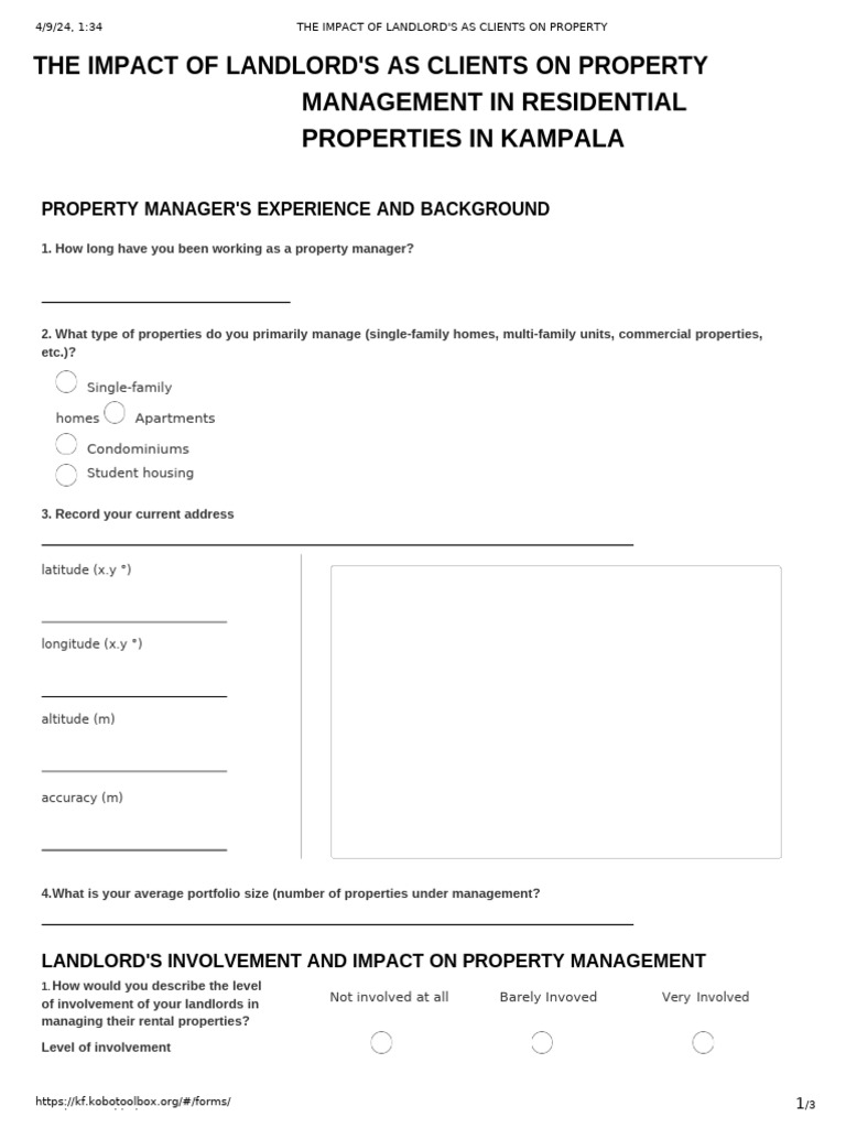 Property Managers Form - KoboToolbox | PDF | Property Management | Landlord