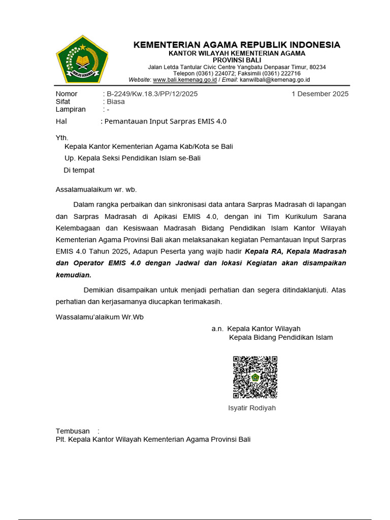 Surat Dinas Emis | PDF