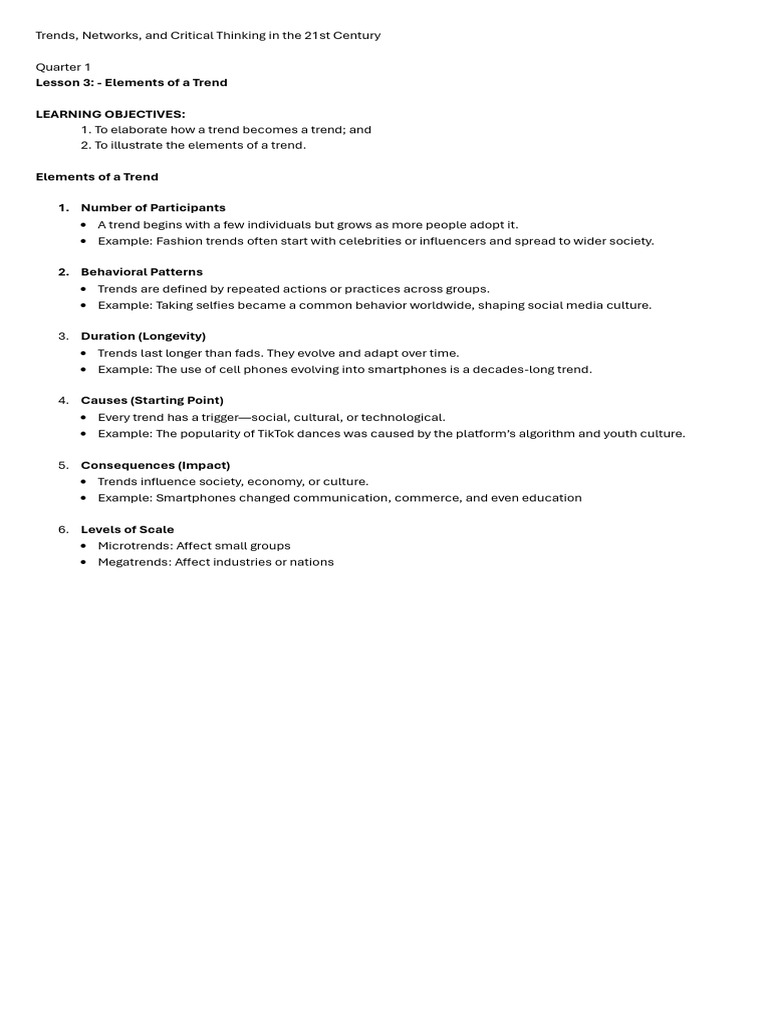 Understanding Trend Elements in 21st Century | PDF