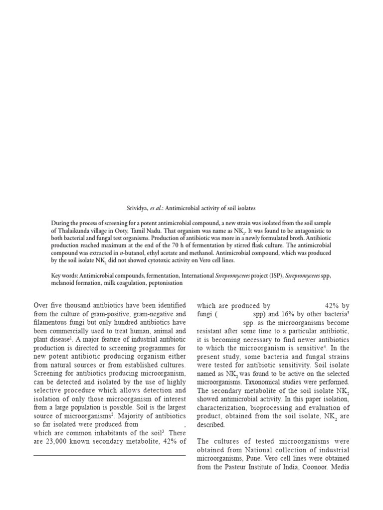 Antimicrobial Activity of Soil Isolate NK2 | PDF | Growth Medium | Glucose