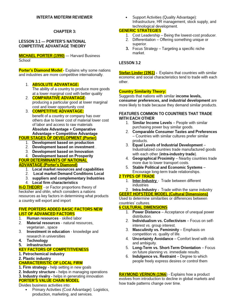 Interta Midterm Reviewer | PDF | Comparative Advantage | Competitive ...