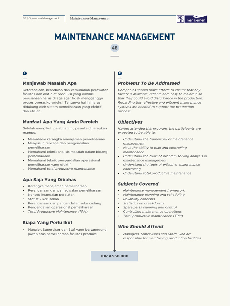 Effective Maintenance Management Training | PDF