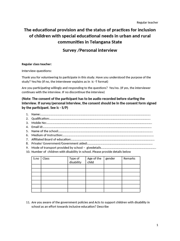 Survey Interview Regular Teacher | PDF